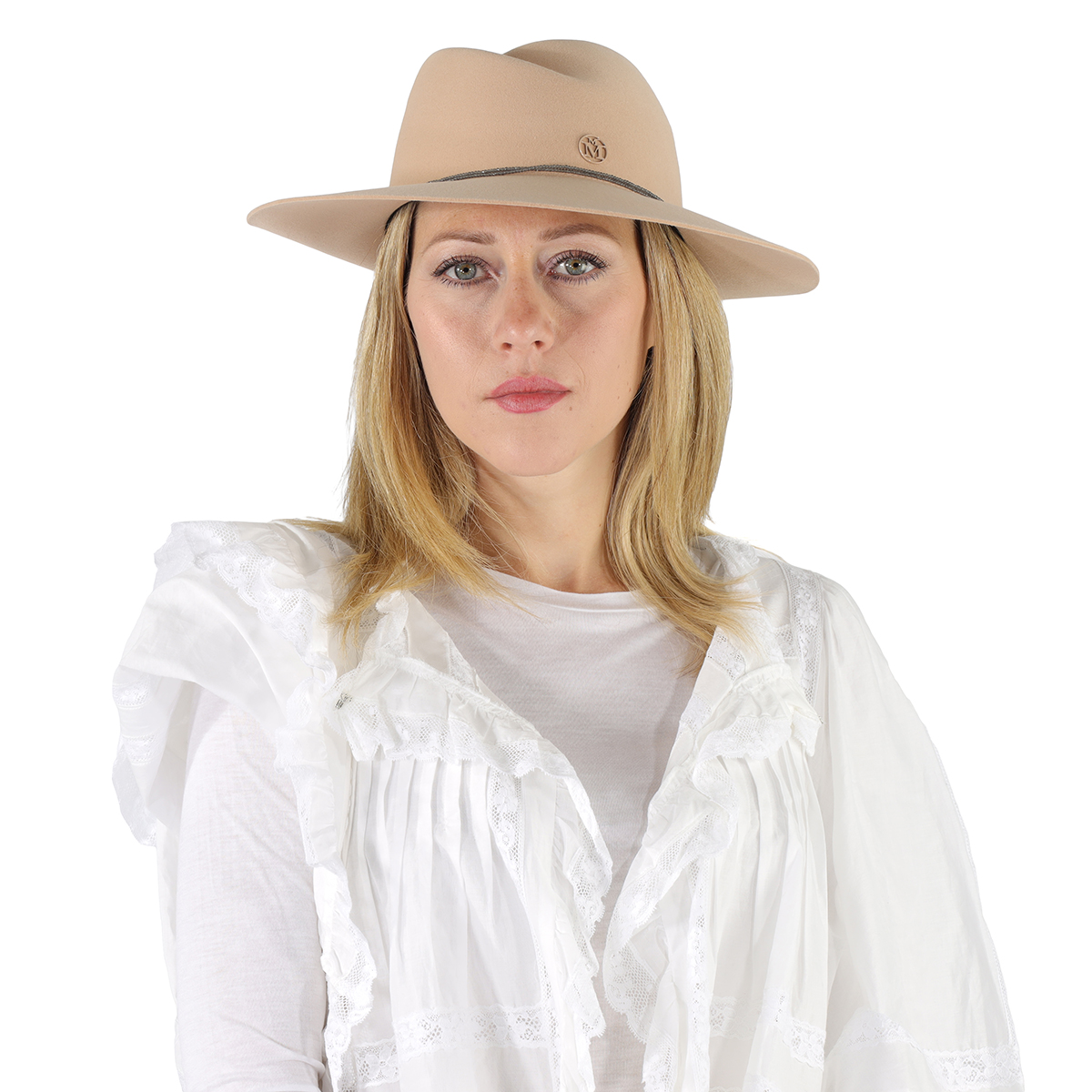 Maison Michel Ladies Flesh Beige Virginie Fedora Hat, Size Large ...