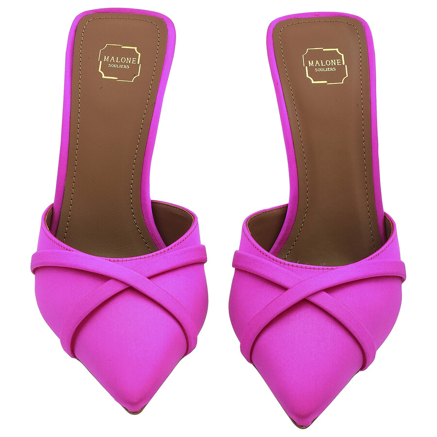 Malone Souliers Fuchsia Satin Josephine Stiletto Mules, Brand Size 37 ...