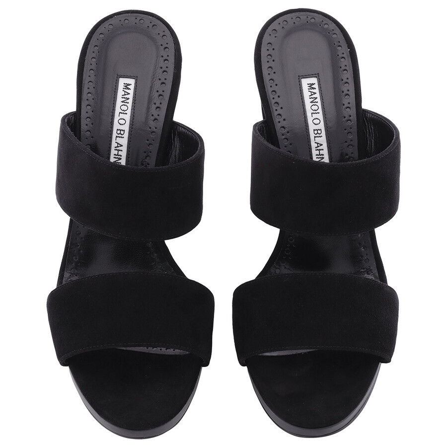 Manolo Blahnik Ladies Black Welli 105 Wedge Slide Sandals, Brand Size ...