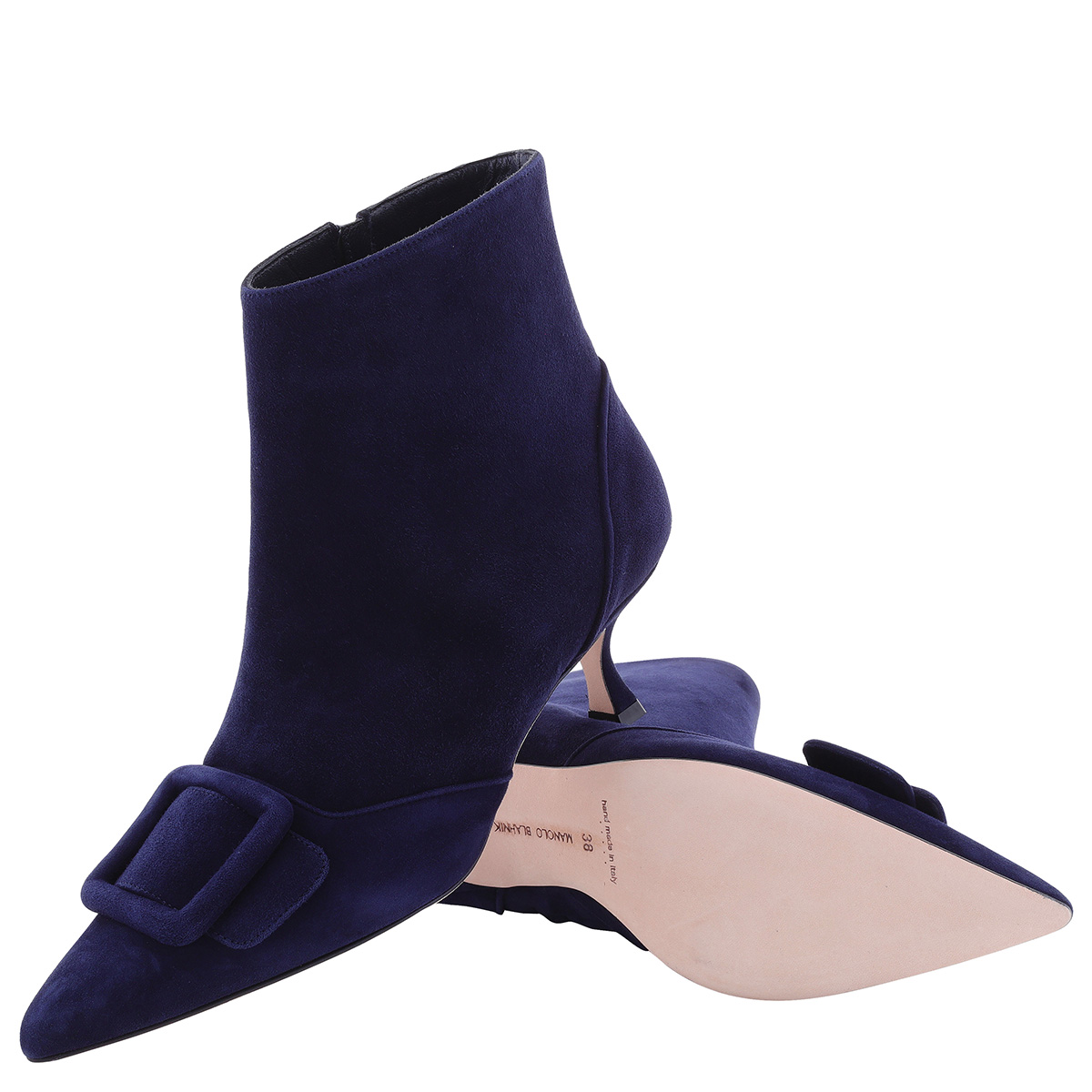 Manolo Blahnik Navy Baylow 50 Ankle Boots, Brand Size 38 ( US Size 8 ...