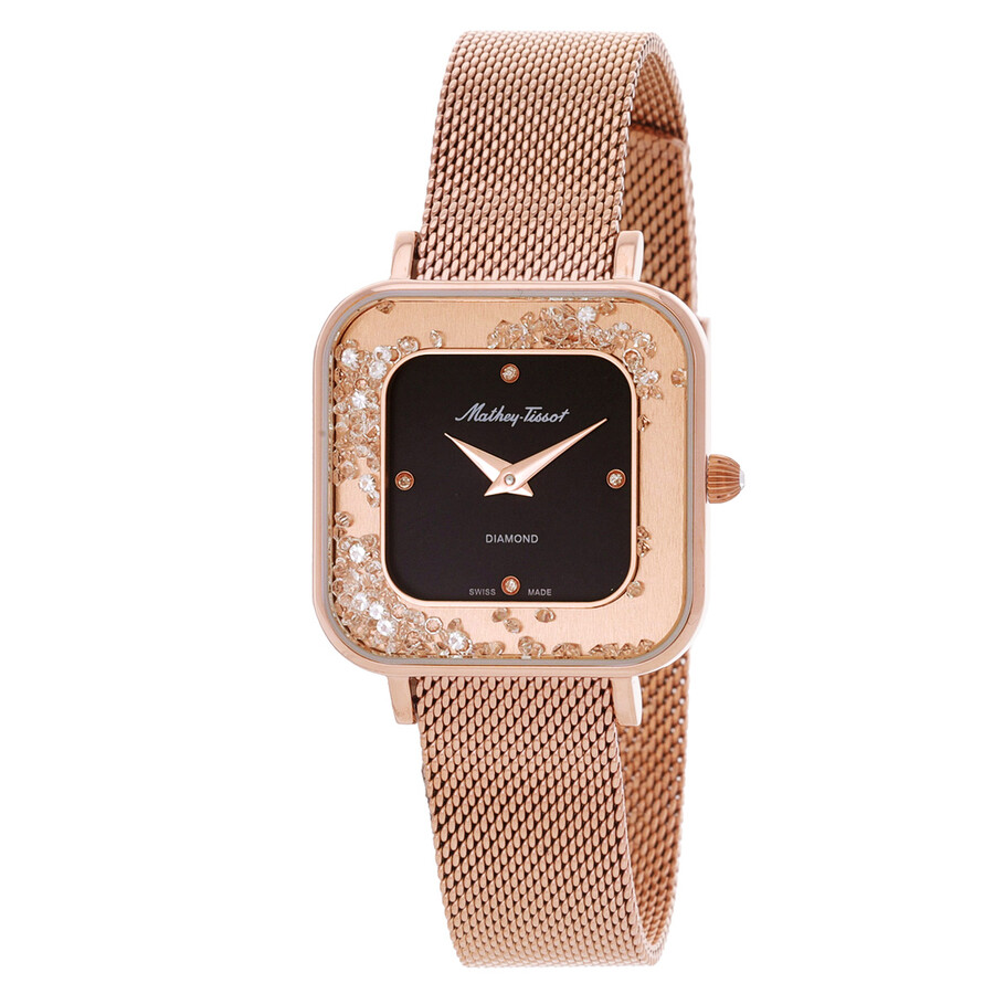 Mathey-Tissot Gemina Quartz Diamond Black Dial Ladies Watch D984SPN ...