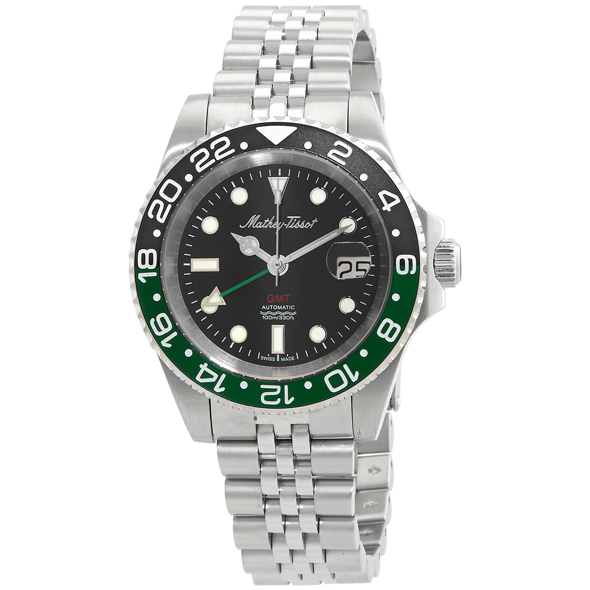 Mathey-Tissot GMT Automatic Black Dial Sprite Bezel Men's Watch ...