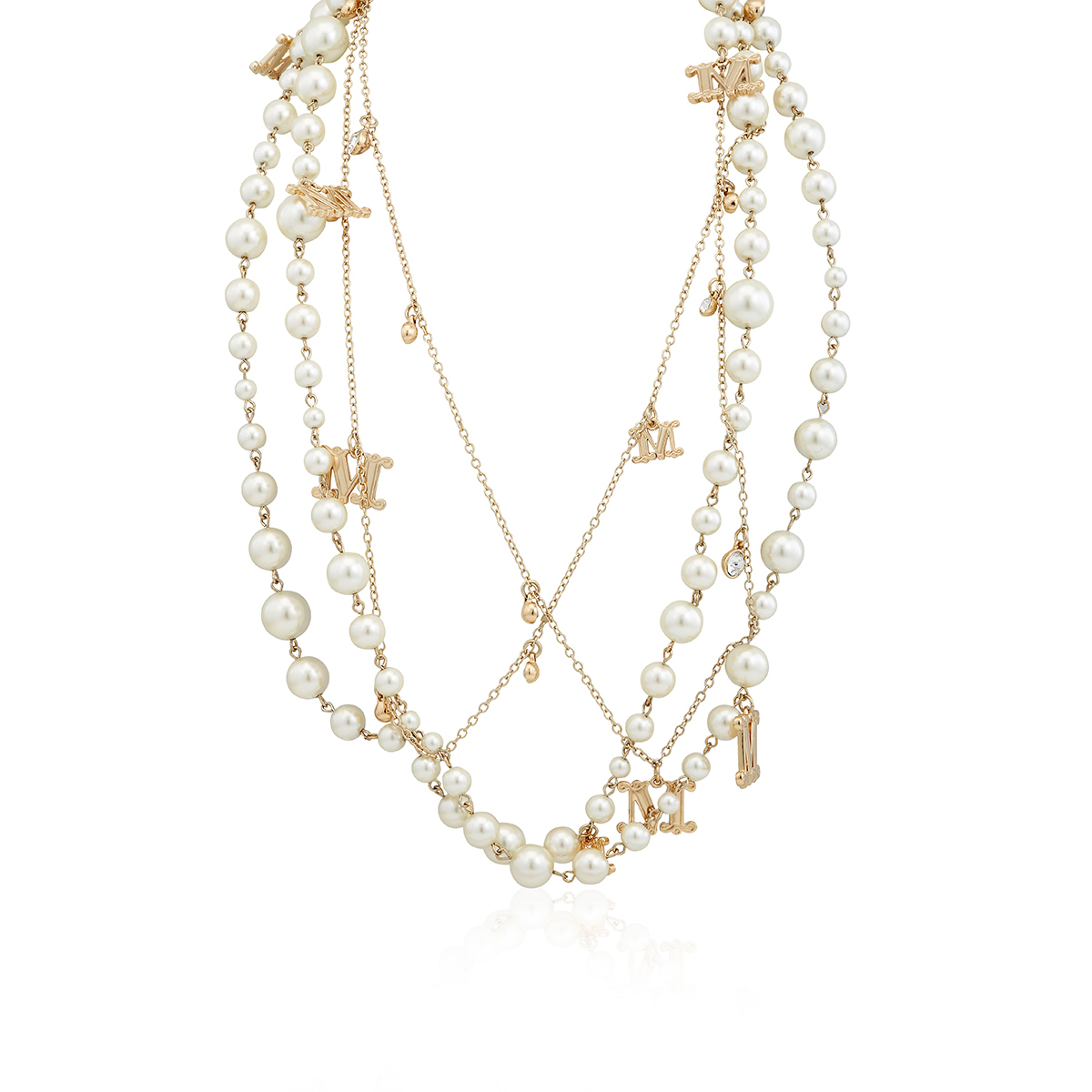 Max Mara Ladies White Necky Two-Chain Necklace With Pearls NECKY 001 ...