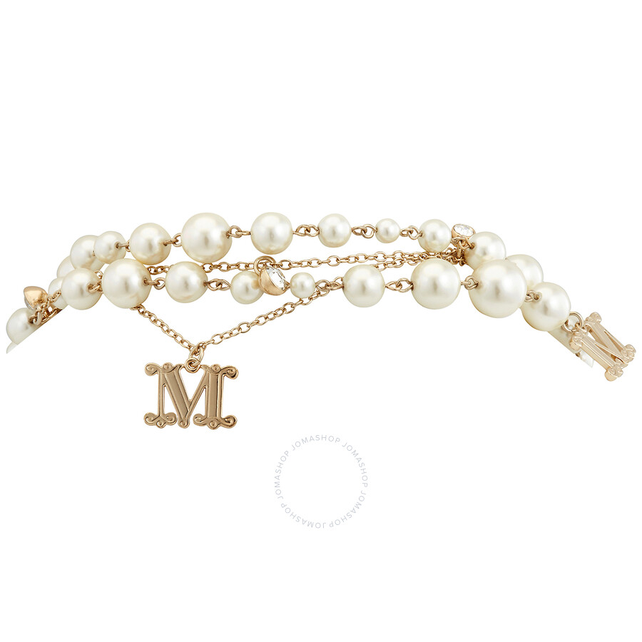 Max Mara Ladies White Necky Two-Chain Necklace With Pearls NECKY 001 ...