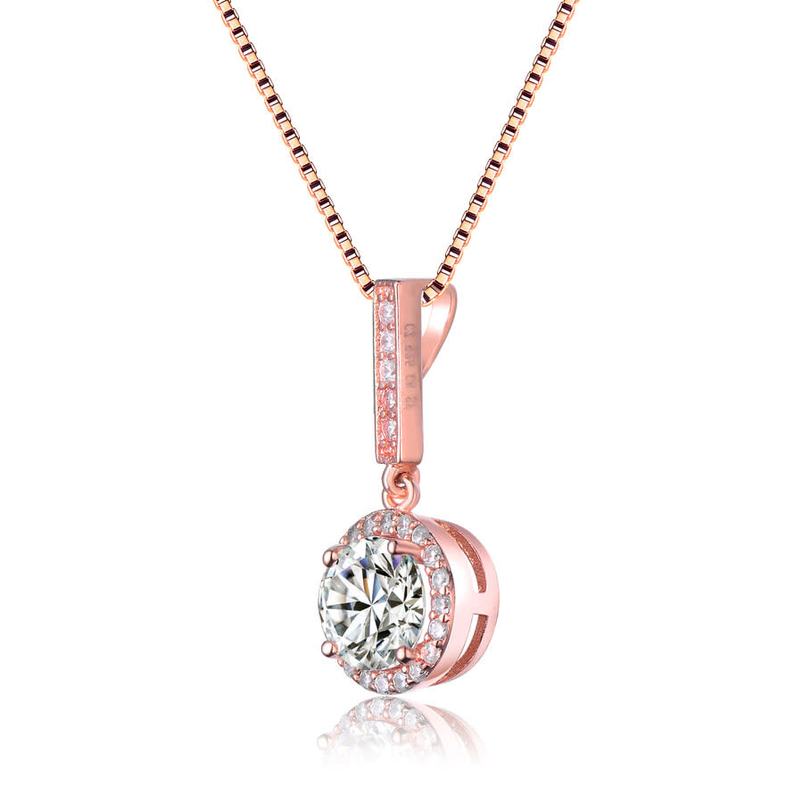 Megan Walford Rose Gold Overlay Cubic Zirconia Solitaire Necklace ...