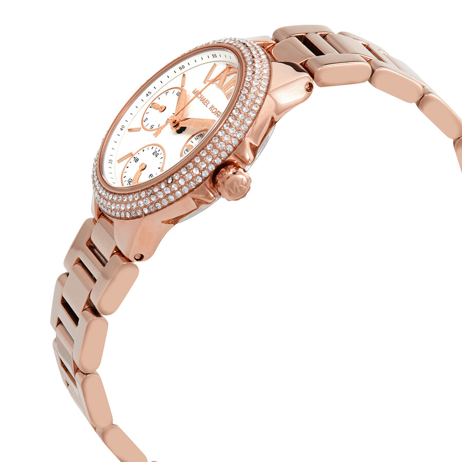 Michael Kors Camille Chronograph Quartz Crystal White Dial Ladies Watch ...