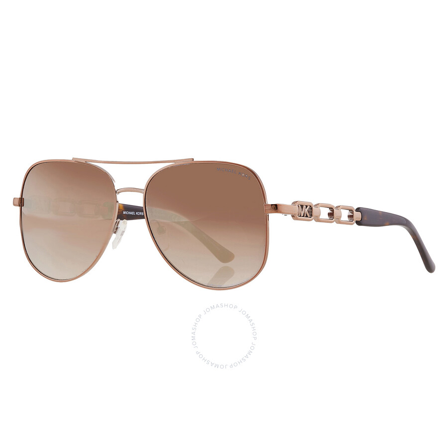Michael Kors Chianti Caramel Silver Flash Pilot Ladies Sunglasses ...