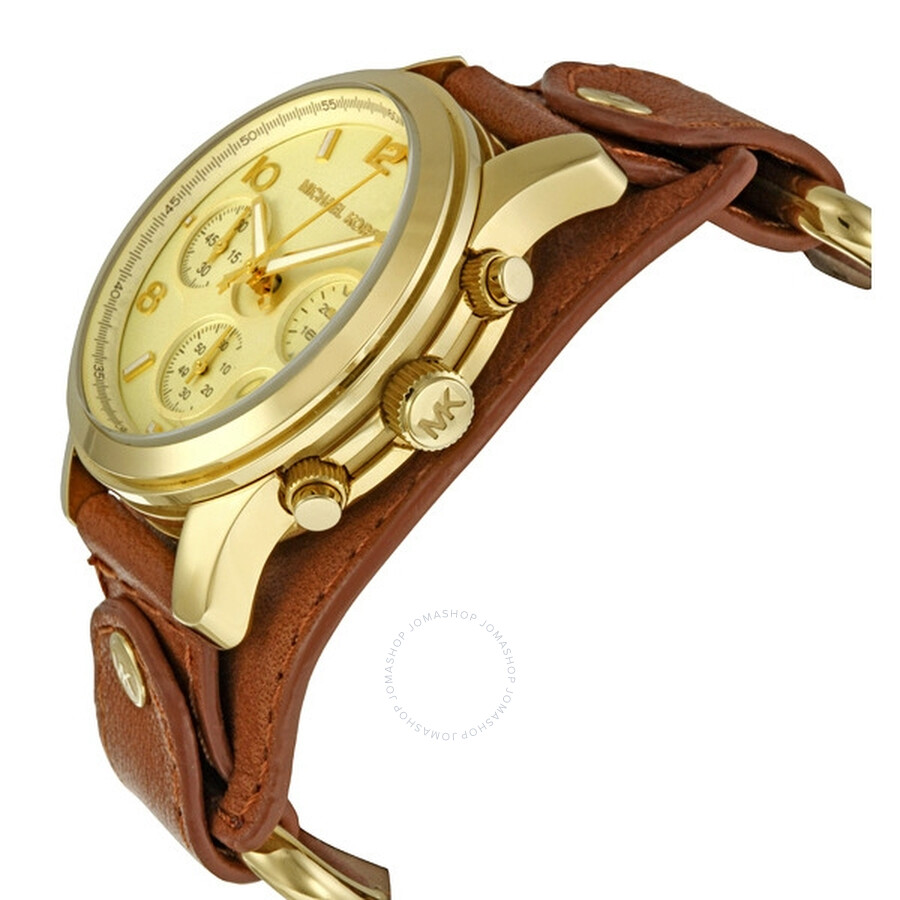Michael Kors Gold Dial Brown Strap Chronograph Watch MK2156 ...