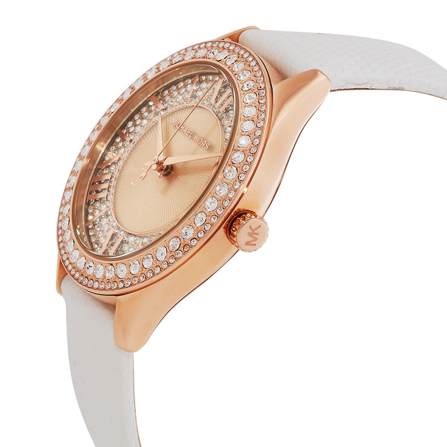 Michael Kors Harlowe Quartz Crystal Rose Gold Dial Ladies Watch MK2989 ...