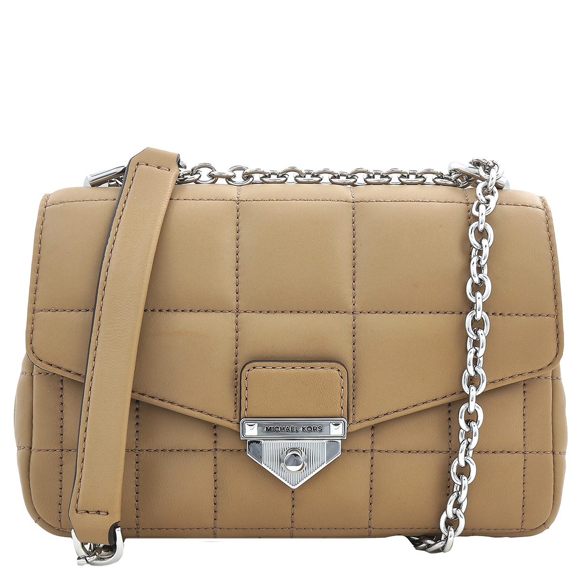 Michael Kors Ladies SoHo Small Quilted Leather Shoulder Bag - Camel ...