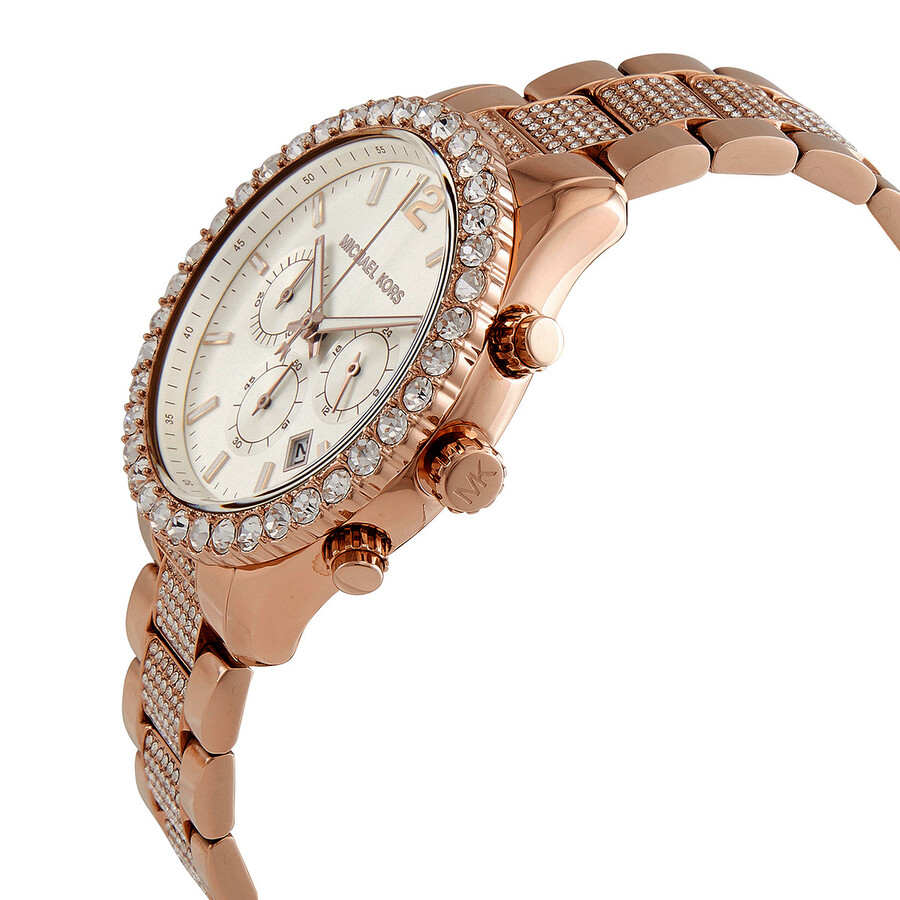 Michael Kors Layton Chronograph Quartz Crystal White Dial Ladies Watch ...