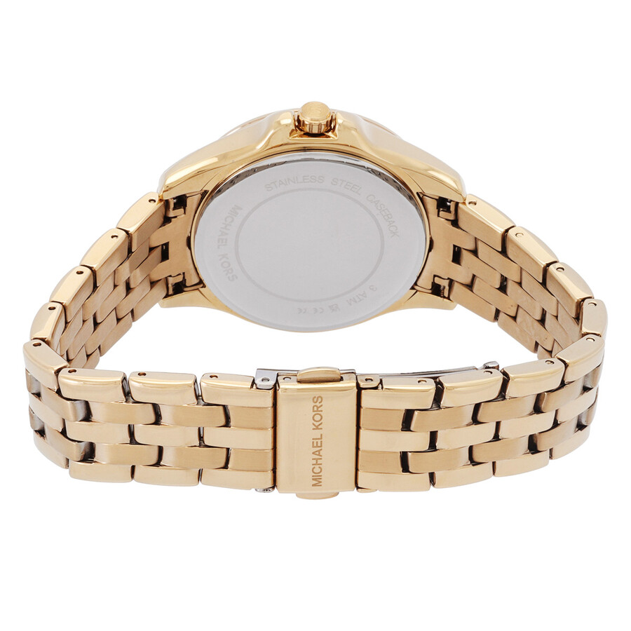 Michael Kors Mini Pilot Pave Quartz Gold Dial Ladies Watch MK7366 ...