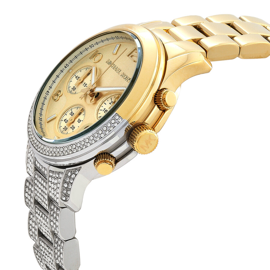 Michael Kors Runway Quartz Gold Dial Ladies Watch MK7329 796483598812 ...
