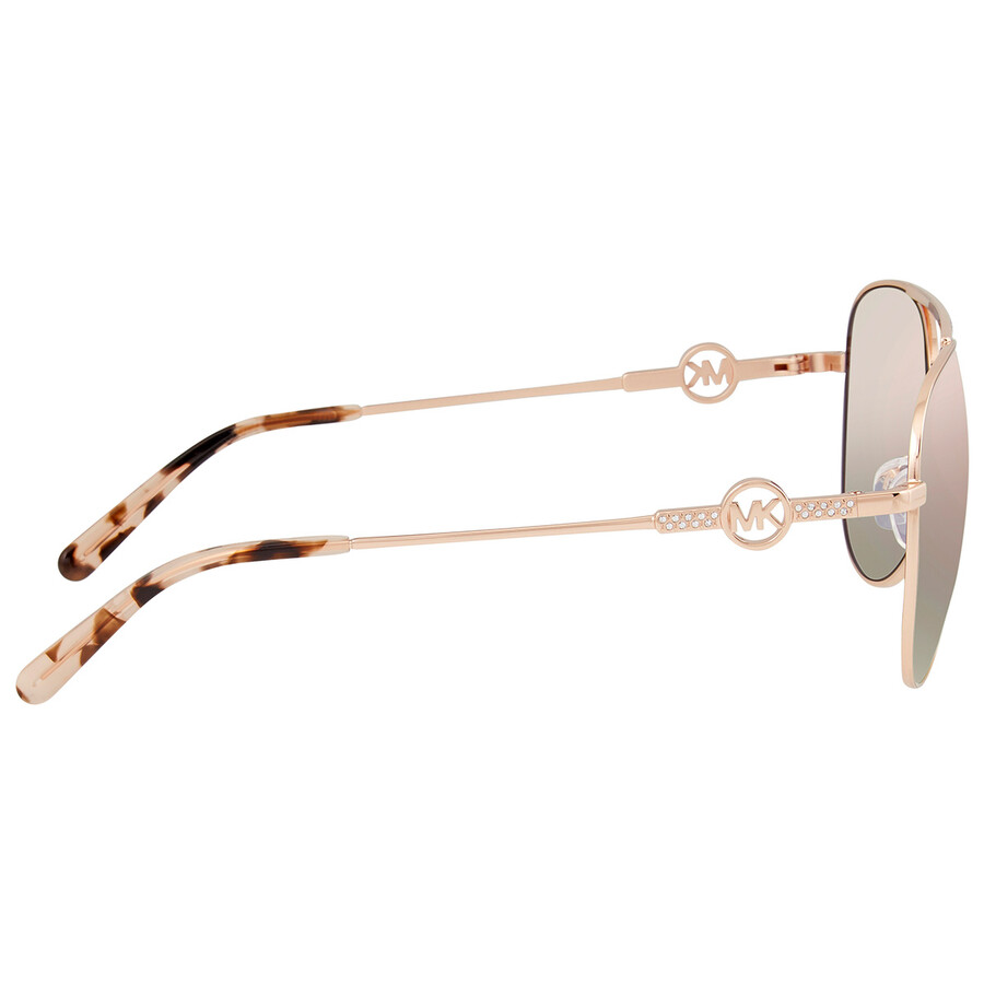 Michael Kors Salina Pale Rose Gold Mirror Pilot Ladies Sunglasses ...