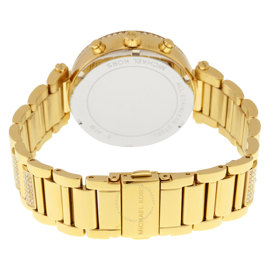 Michael Kors Sawyer Champagne Crystal Pave Dial Gold-Tone Steel Ladies ...