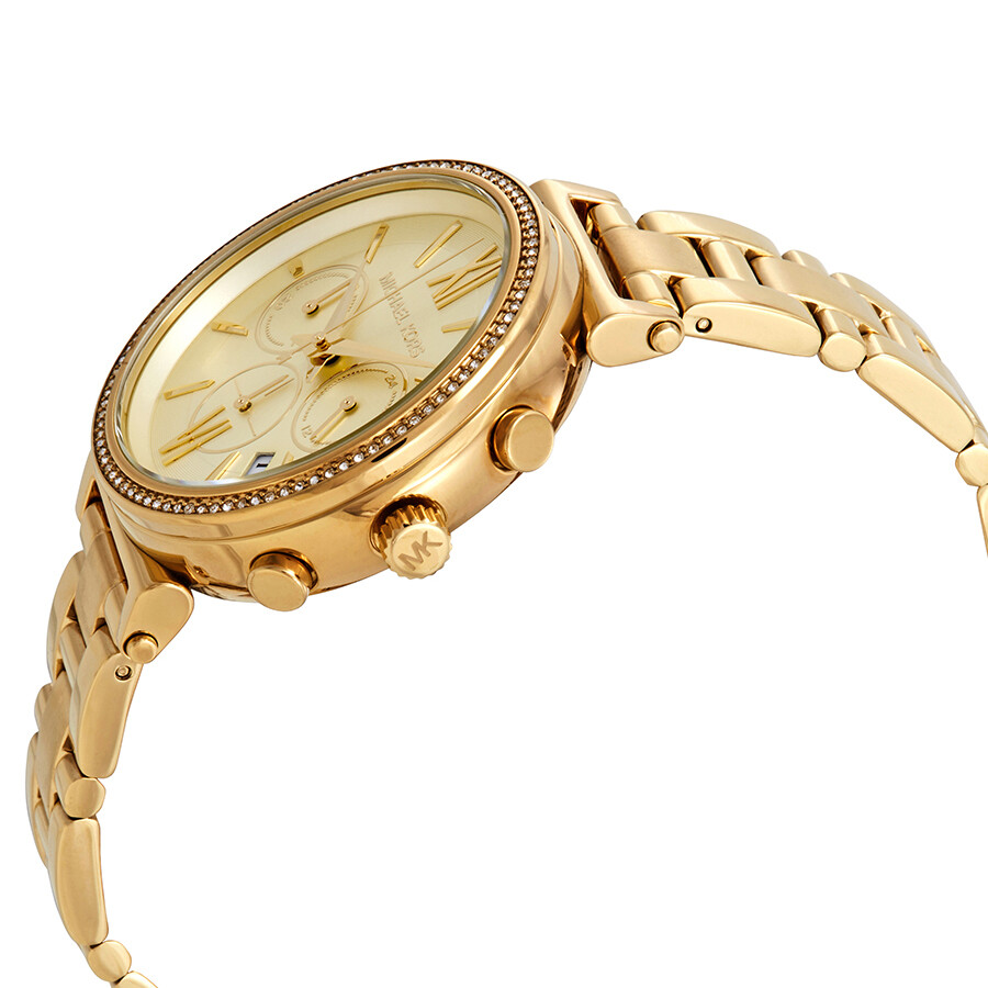 Michael Kors Sofie Chronograph Crystal Gold Dial Ladies Watch MK6559 ...
