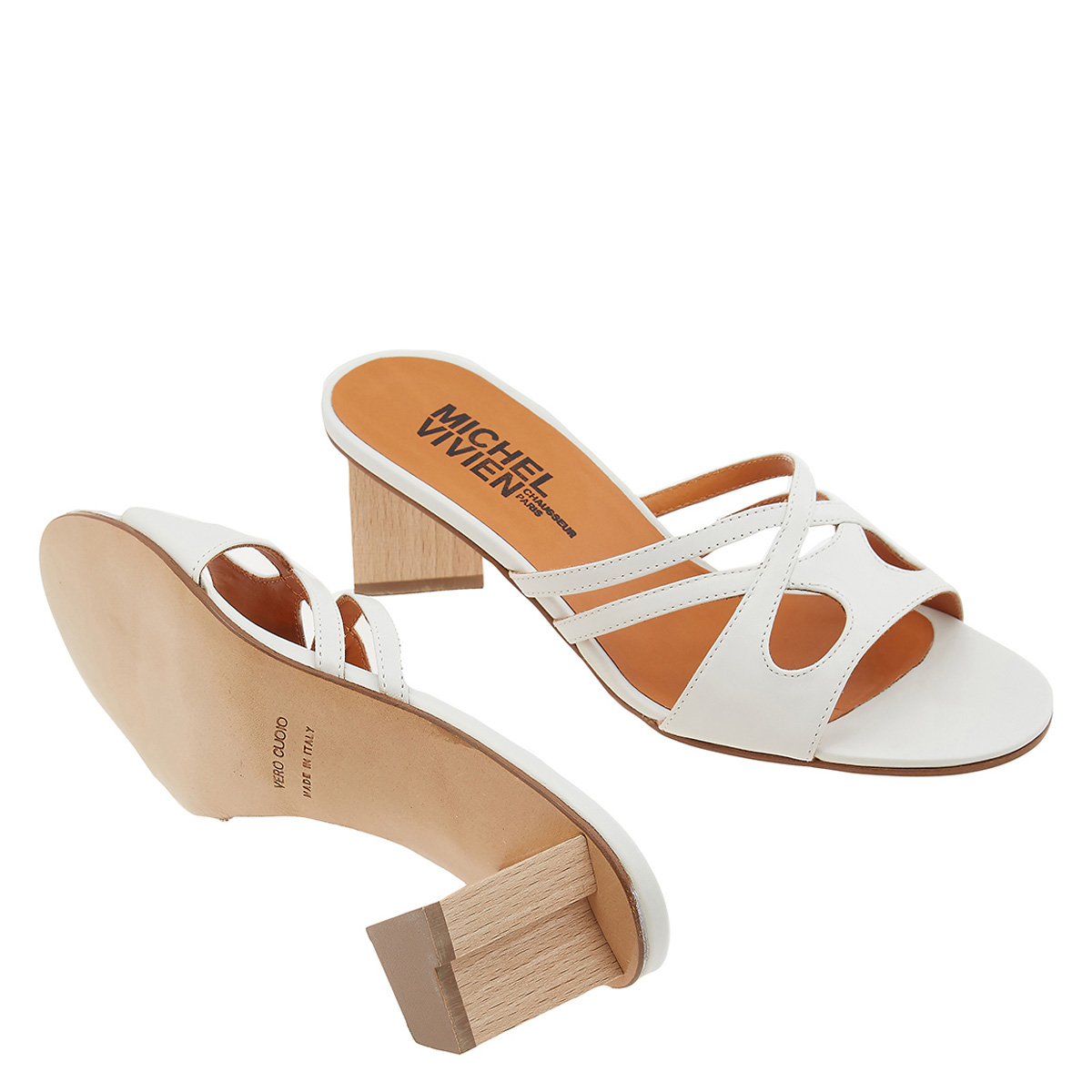 Michel Vivien Ladies White Kalypso Mid-Heel Sandals, Brand Size 37 (US ...