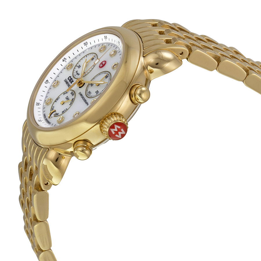 Michele CSX-36 Chronograph Diamond Gold-Tone Ladies Watch MWW03M000201 ...