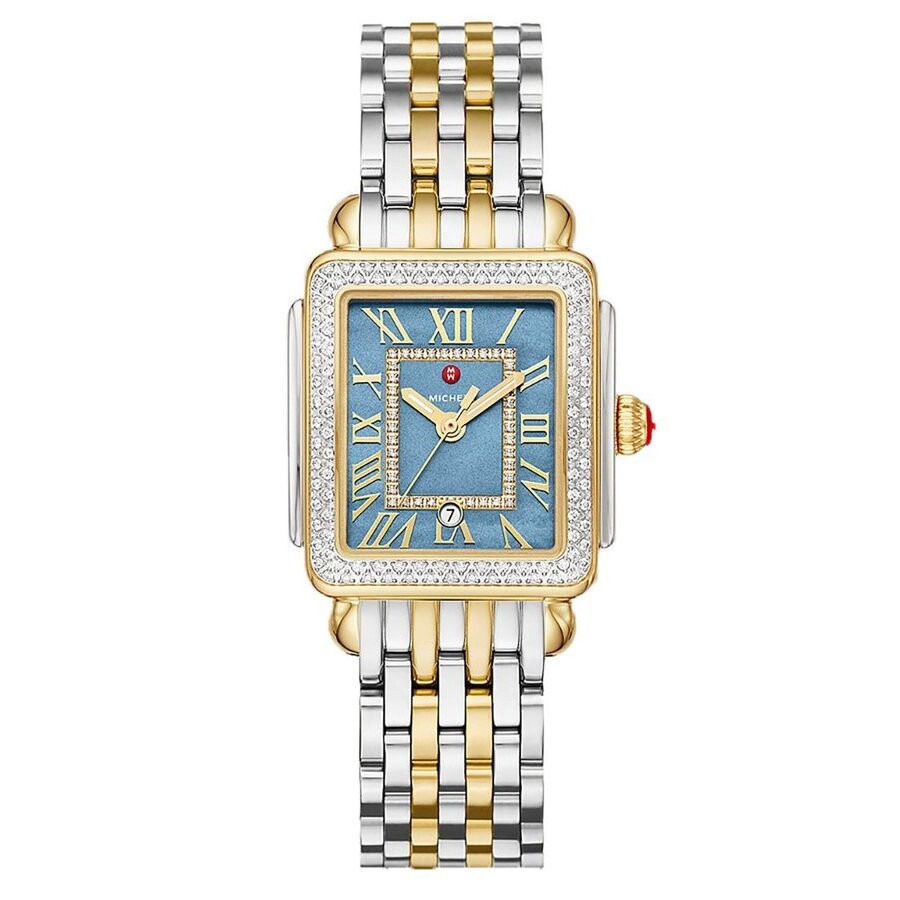 Michele Deco Madison Quartz Diamond Blue Dial Ladies Watch MWW06G000036 ...