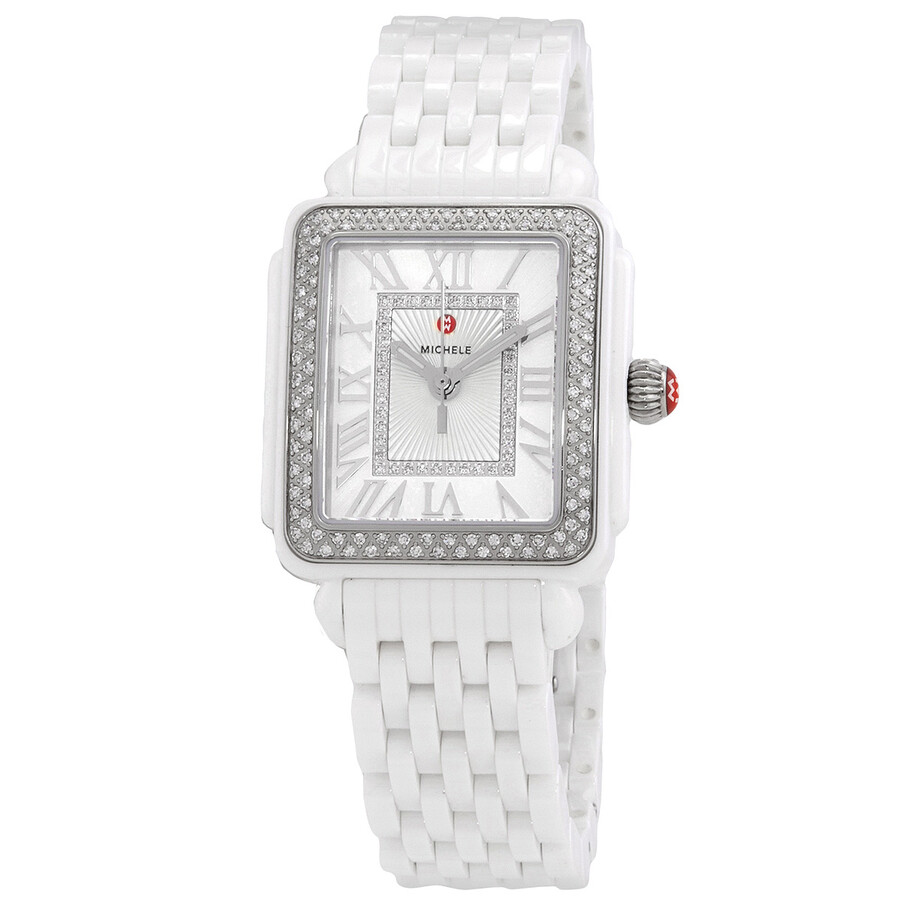 Michele Deco Madison Quartz Diamond Silver Dial Ladies Watch ...