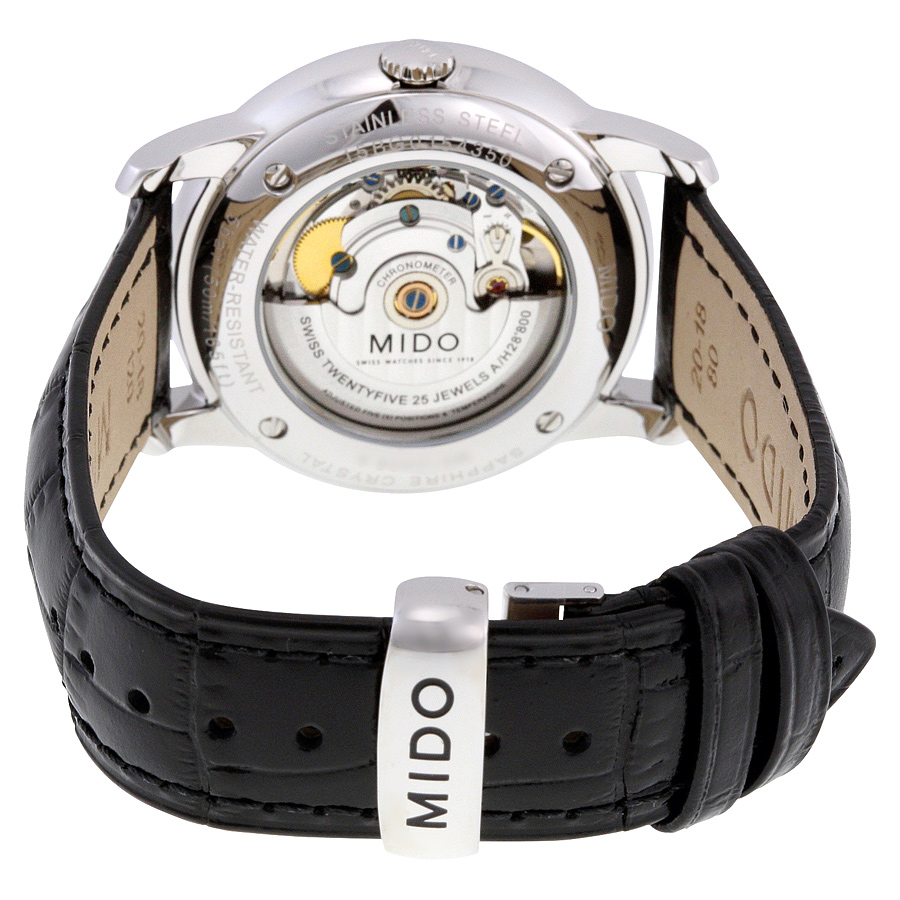 Mido Baroncelli Automatic Black Dial Black Leather Men's Watch ...