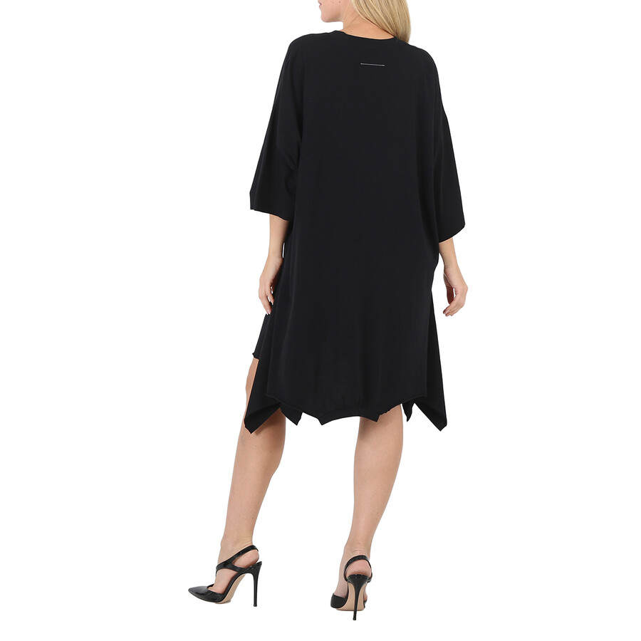 Mm6 Maison Margiela MM6 Ladies Black Drop Shoulder Asymmetric Dress ...