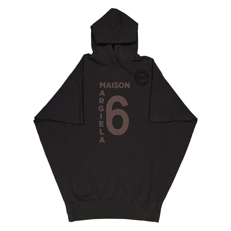 Mm6 Maison Margiela MM6 Ladies Black Logo Print Hooded Dress, Size X-Small S52CT0721S25537900 ...