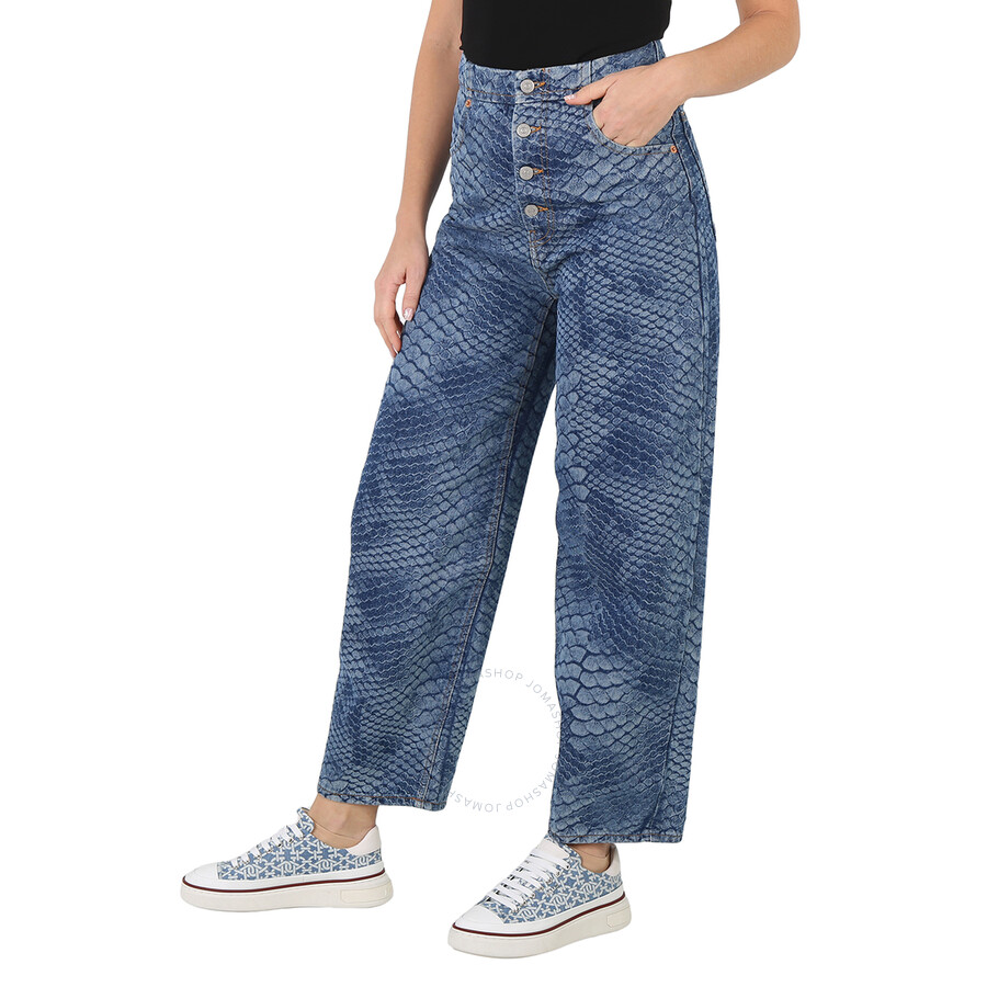 Mm6 Maison Margiela MM6 Ladies Blue Wash With Snake Print Python Print ...