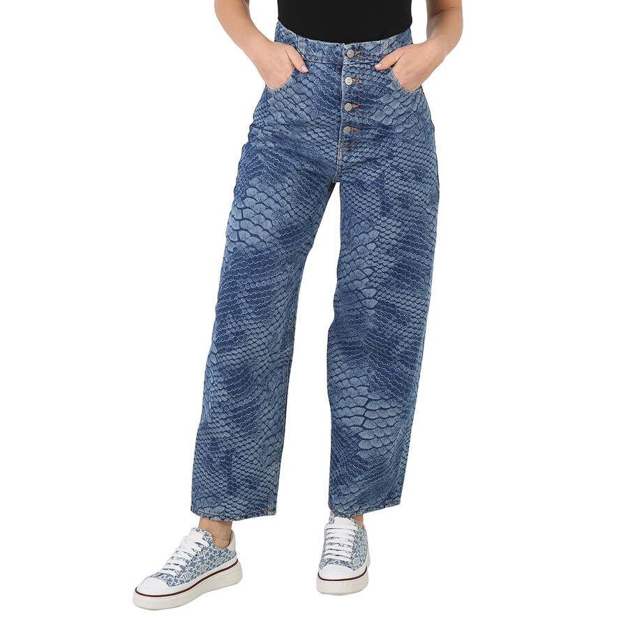 Mm6 Maison Margiela MM6 Ladies Blue Wash With Snake Print Python Print ...