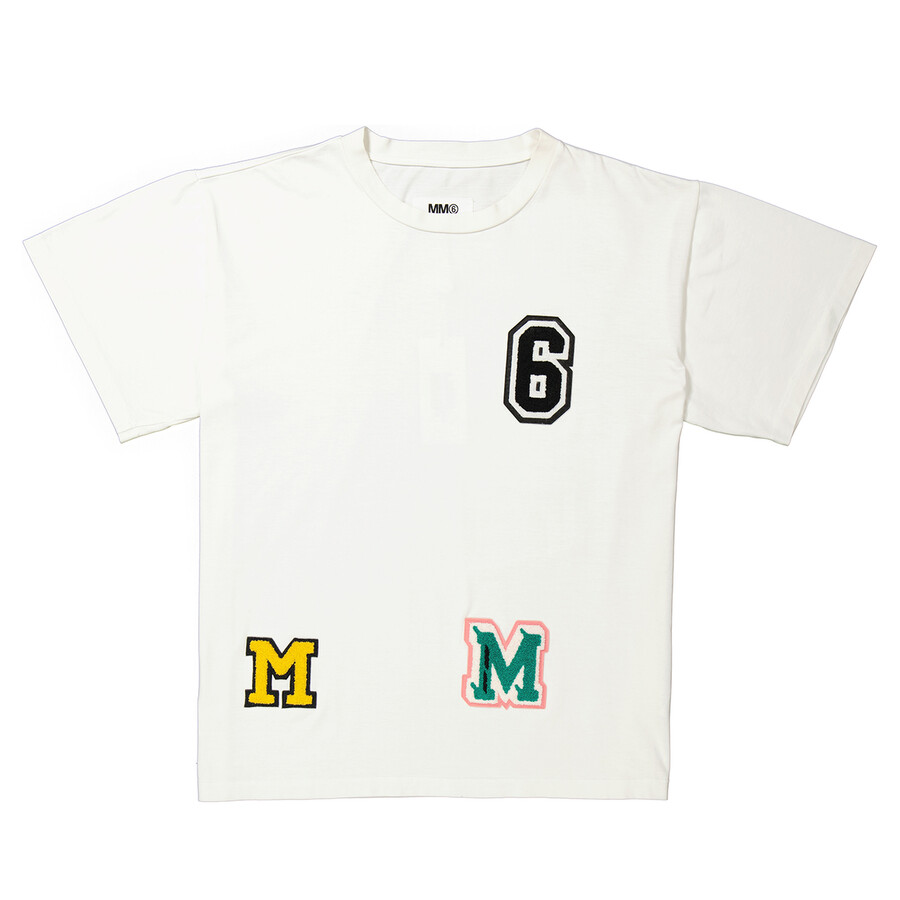 Mm6 Maison Margiela MM6 Ladies White Oversized Patches Tee, Size X ...