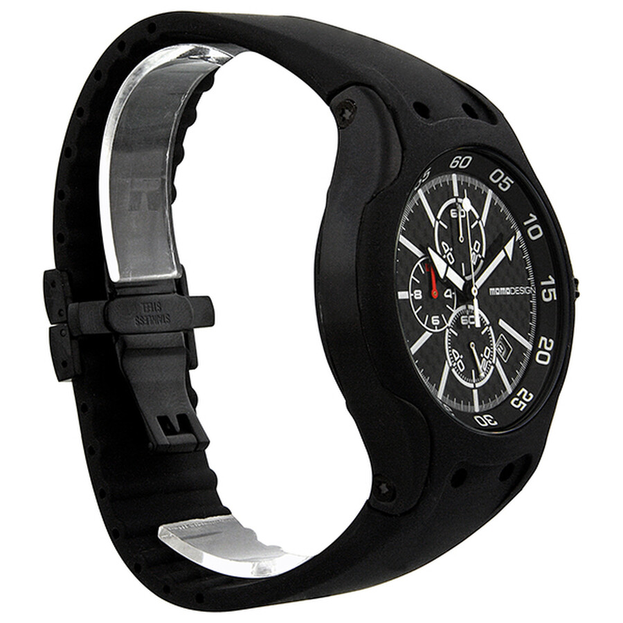 Momo Design Vanguard Black Carbon Fiber Black Rubber Strap Men's Watch ...