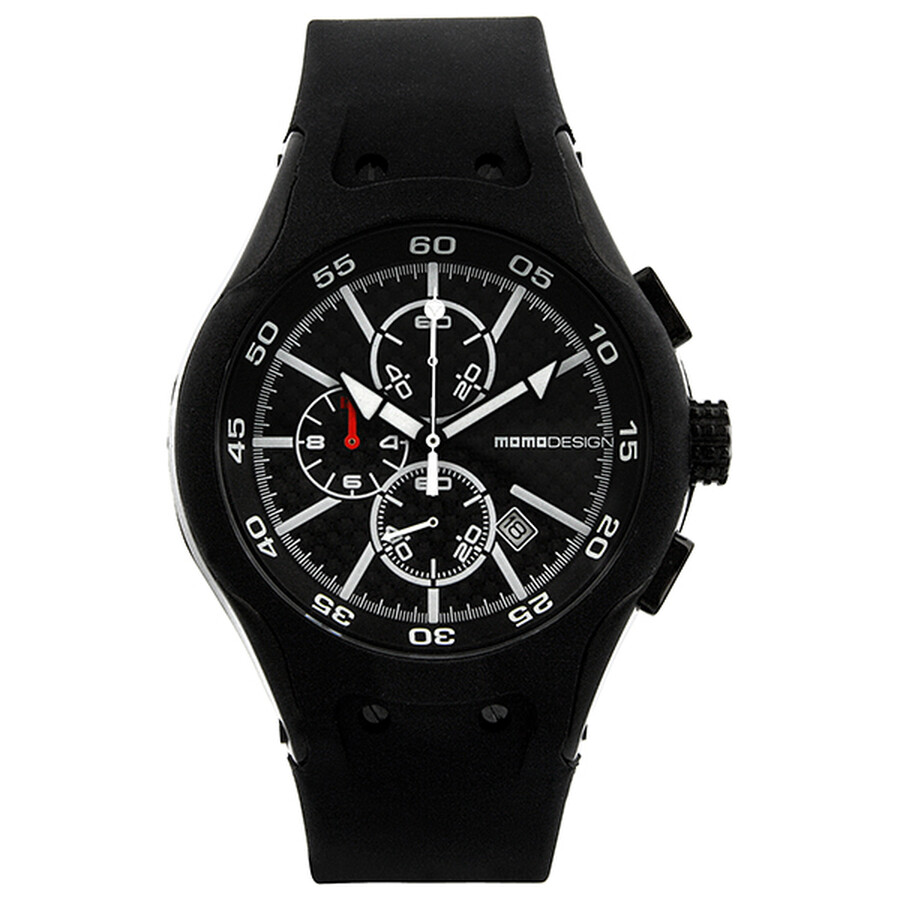 Momo Design Vanguard Black Carbon Fiber Black Rubber Strap Men's Watch ...
