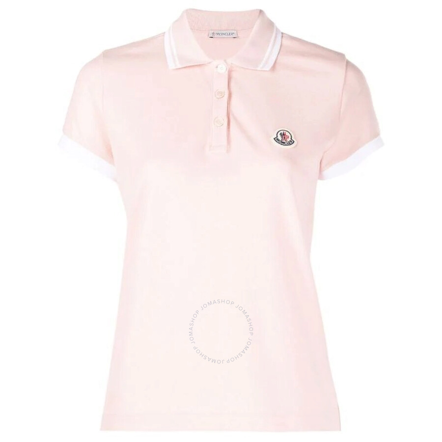 Moncler Ladies Pastel Pink Logo Patch Polo Shirt, Size X-Large ...