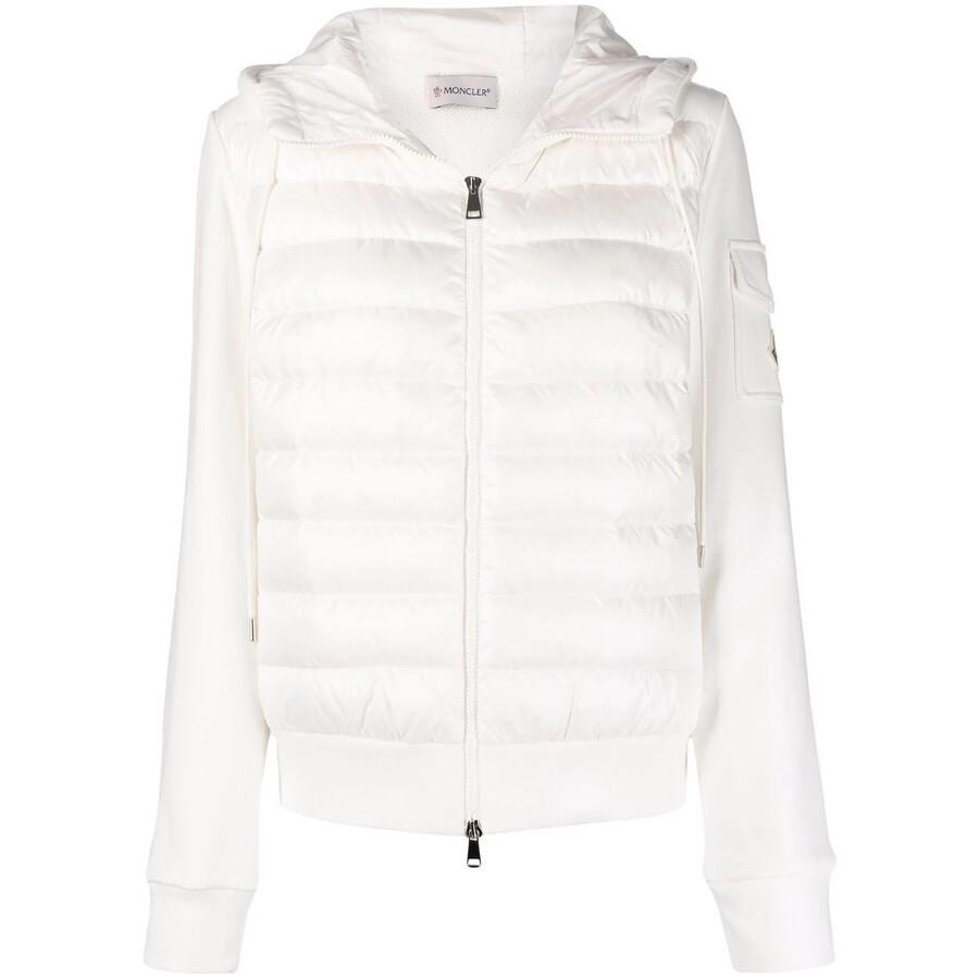 Moncler Ladies White Contrast-Panel Padded Jacket, Size Large ...