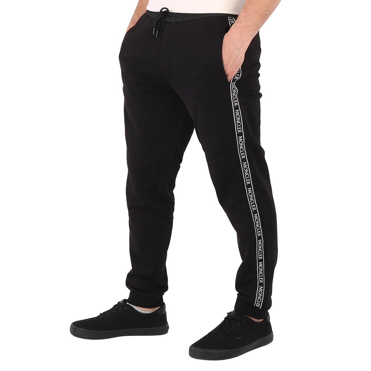 Moncler Men's Black Logo Side Band Track Pants, Size X-Large ...