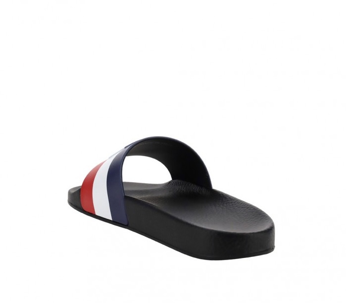 Moncler Men's Black Basile Signature-stripe Pool Slides, Brand Size 40 ...