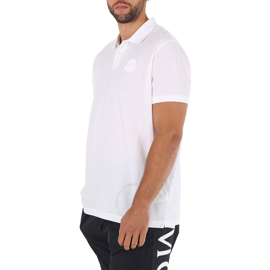 Moncler Men's White Logo Outline Embroidered Polo Shirt, Size X-Large ...