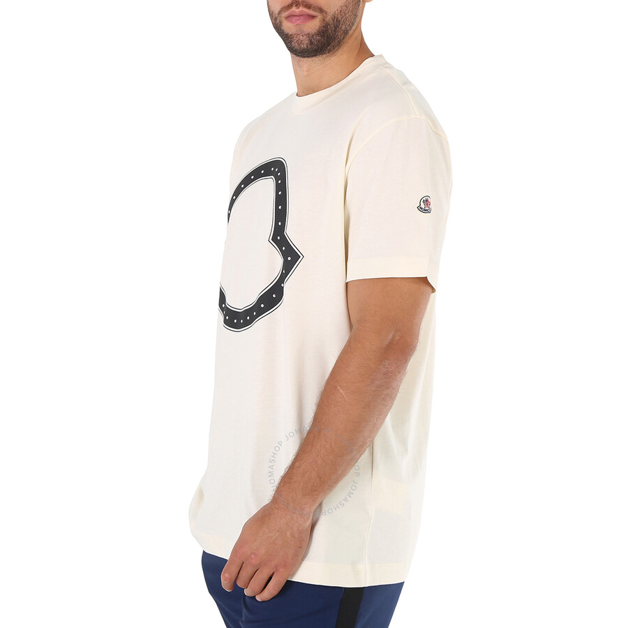 Moncler Natural Studded Logo Outline Cotton Jersey T-Shirt, Size Medium ...