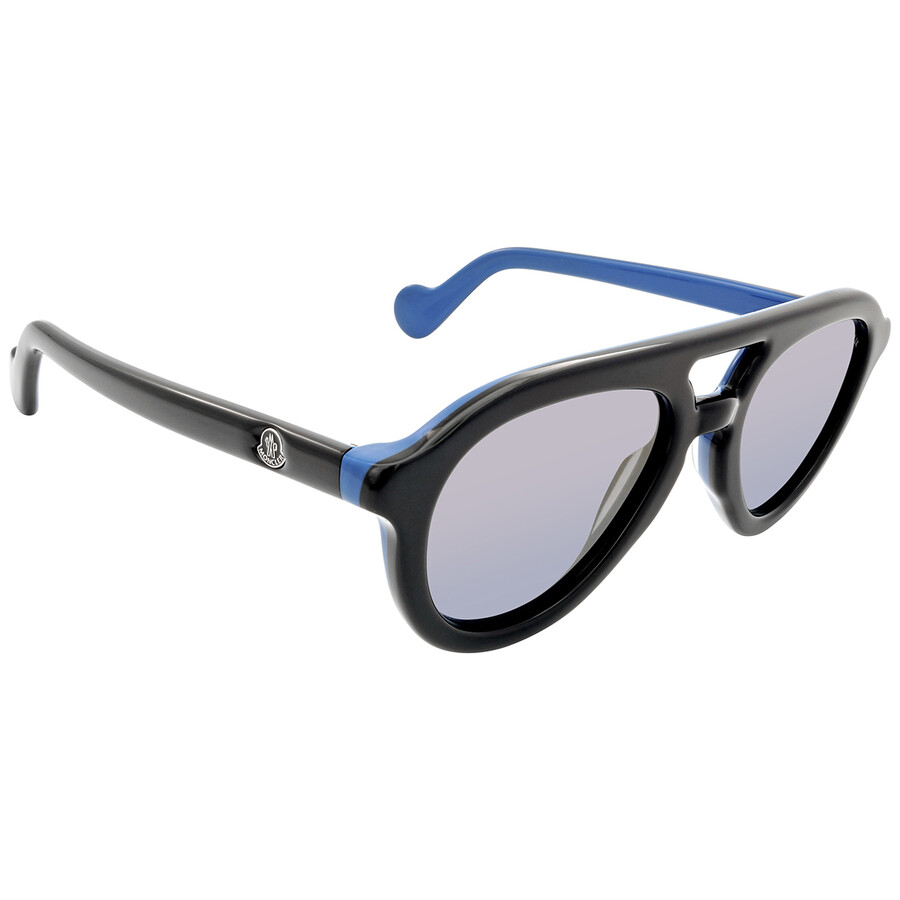 Moncler Polarized Smoke Blue Mirrored Pilot Unisex Sunglasses ML0078 ...