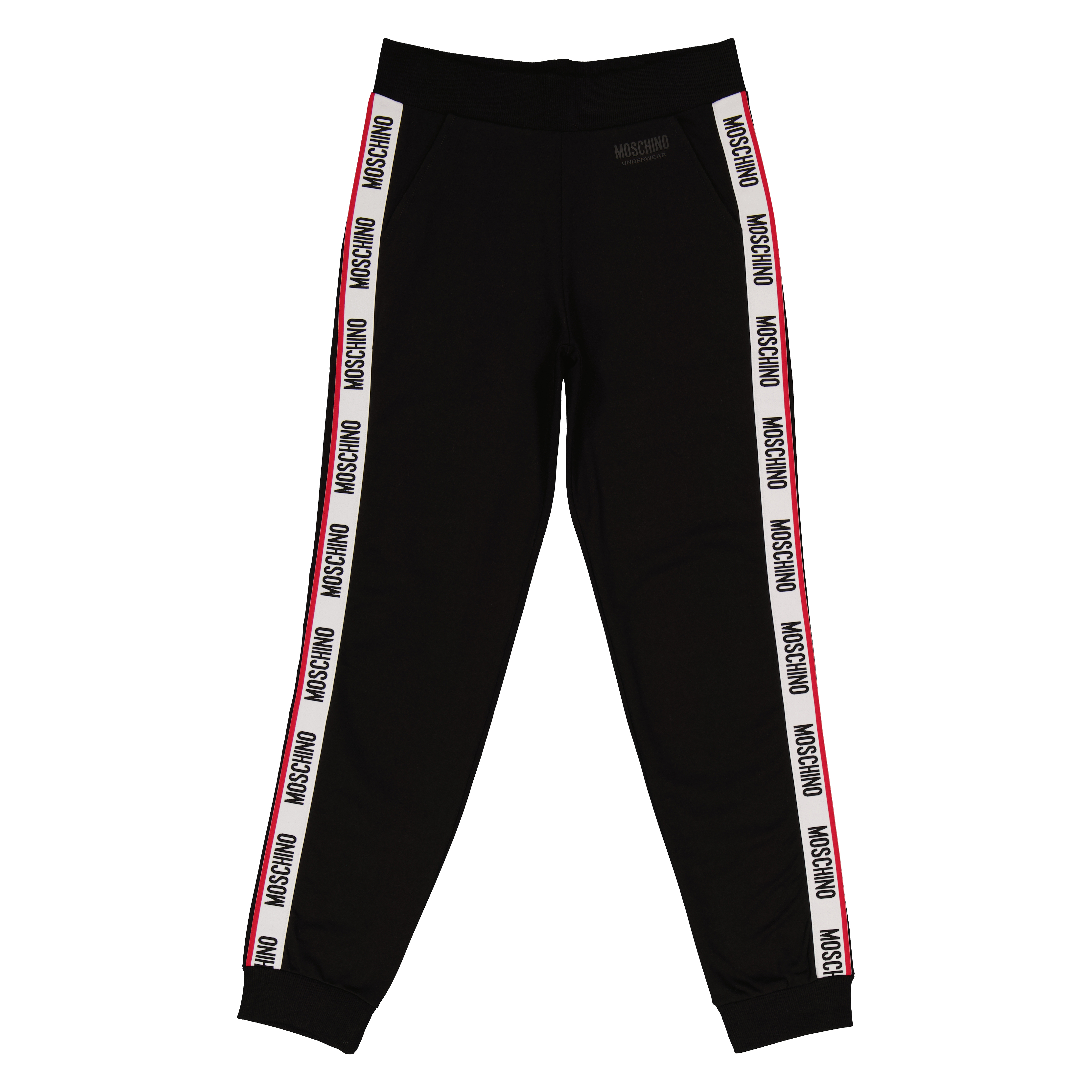 Moschino Black Stretch Cotton Logo Band Track Pants, Size X-Small A4301 ...