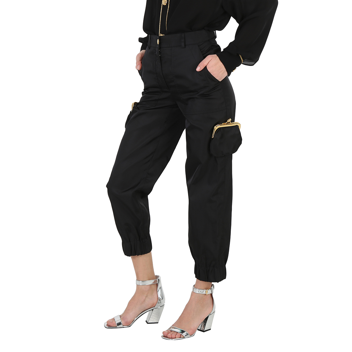 Moschino Ladies Black Coin Purse Pocket Cargo Trousers, Brand Size 38 ...
