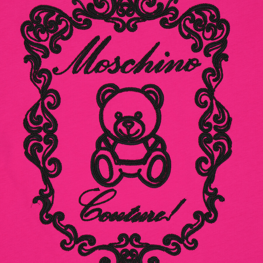 Moschino Ladies Fantasy Print Violet Embroidered Teddy Logo T-Shirt ...