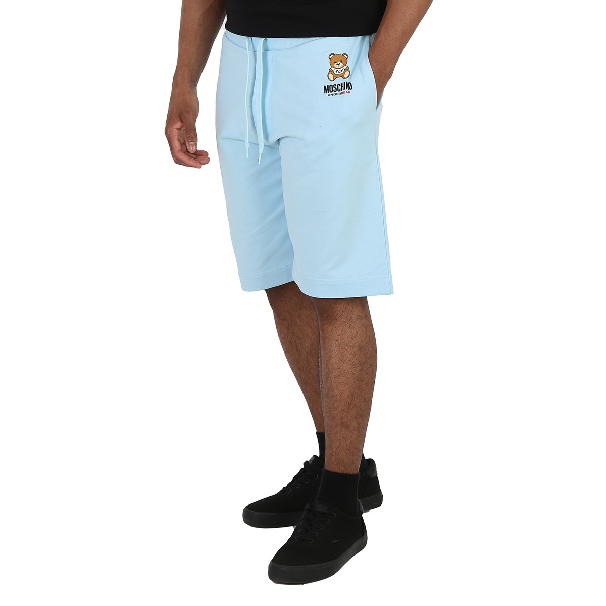 Moschino Men's Blue Teddy Logo Embroidered Drawstring Shorts, Size ...