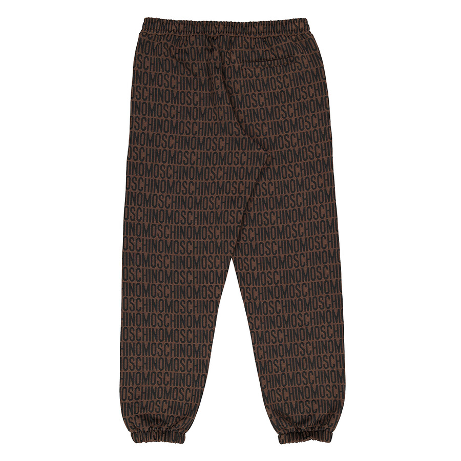 Moschino Men's Fantasy Print Brown All-Over Logo Jacquard Fleece ...