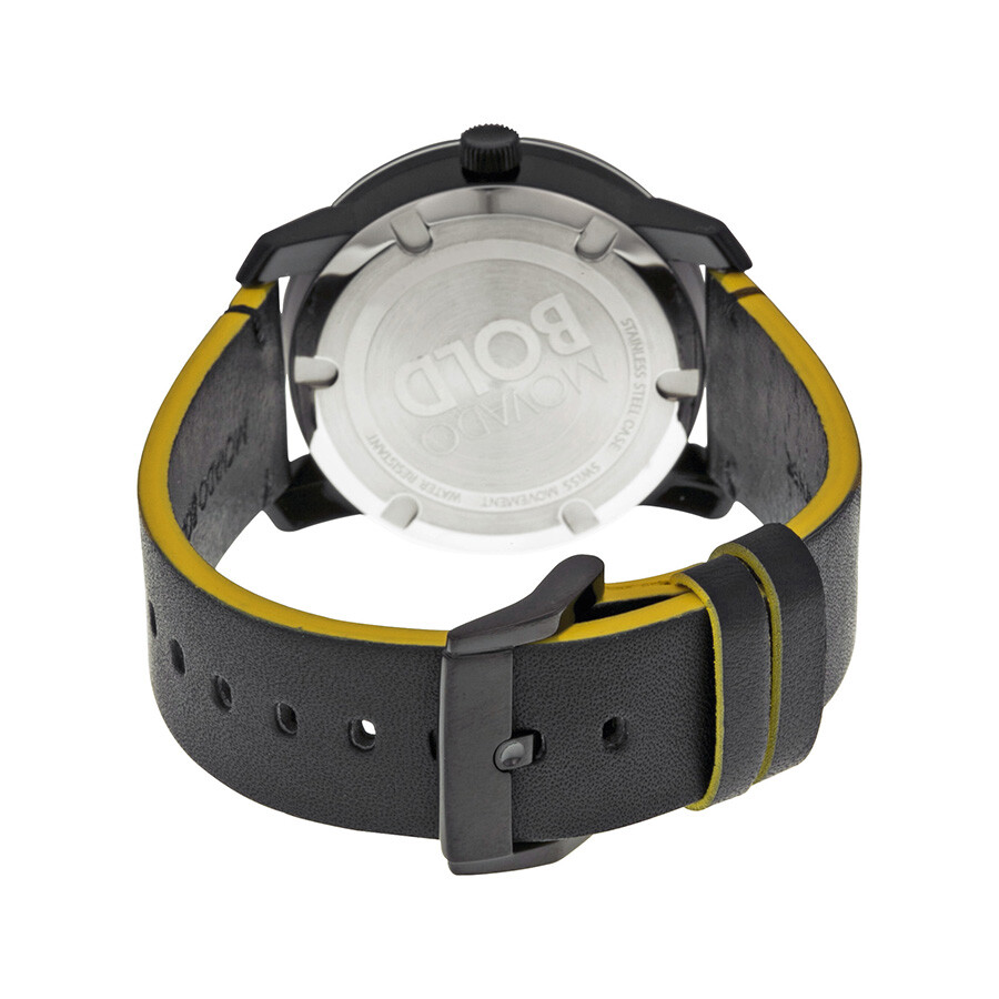 Movado Bold Black Dial Black Leather Men's Watch 3600352 885997162715 ...