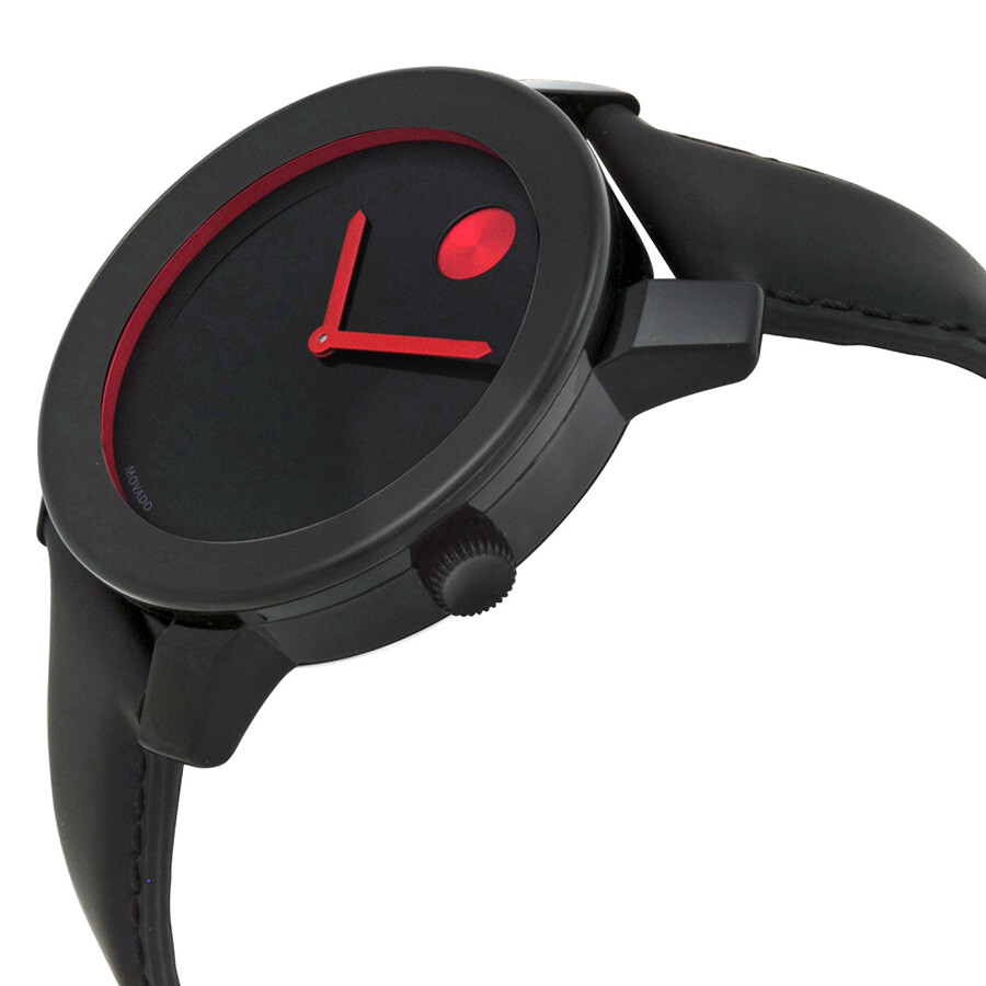 Movado Bold Black Dial Black Leather Men's Watch 3600246 845960060851 ...