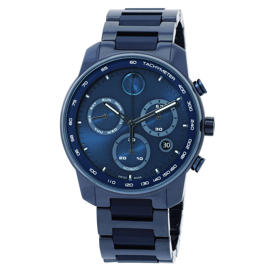 Movado Bold Verso Chronograph Quartz Blue Dial Men's Watch 3601117 ...