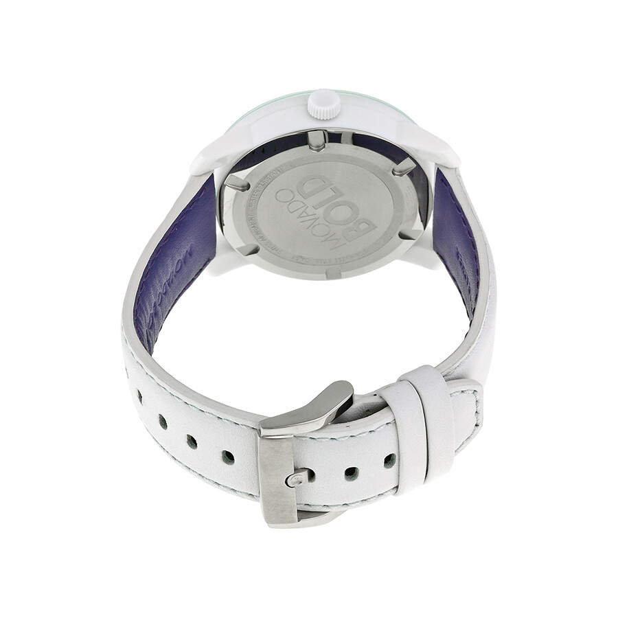 Movado Bold White Dial White Leather Men's Watch 3600180 885997094542 ...