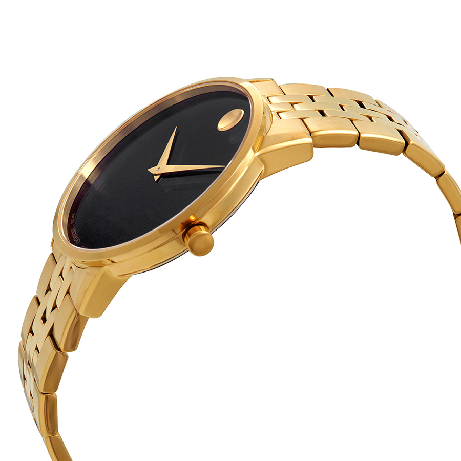 Movado Museum Classic Black Dial Yellow Gold PVD Men's Watch 0607203 ...