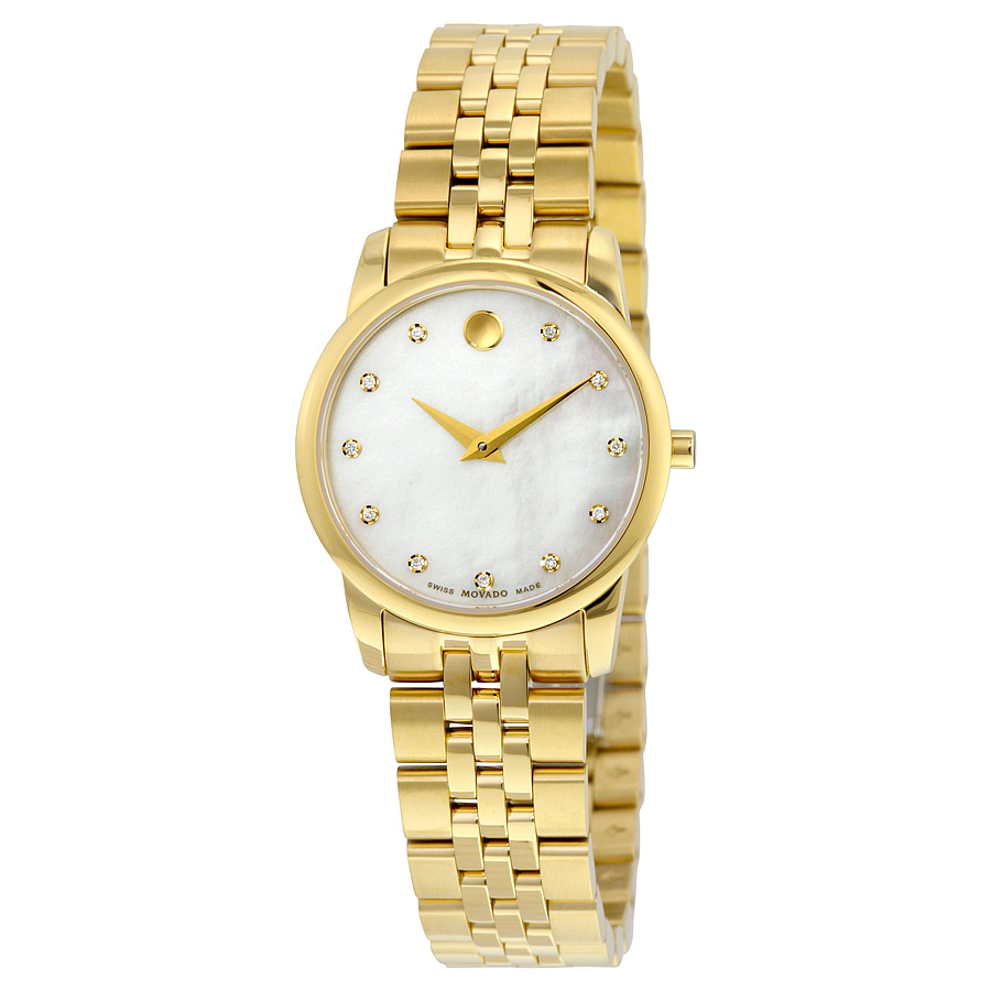 Movado Museum Classic Mother of Pearl Diamond Dial Ladies Watch 0606998 ...